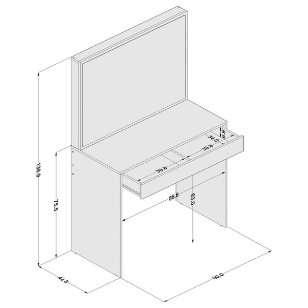 Penteadeira Virgínia 1 Gaveta Branco - Politorno