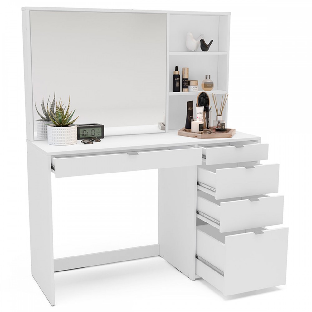 Penteadeira Blum 5 Gavetas 2 Prateleiras Branco - Politorno