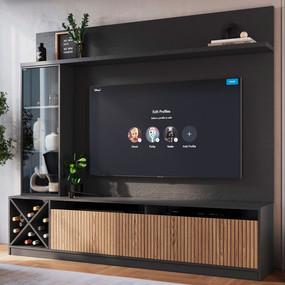 Estante para TV Até 50 Polegadas Turim 3 Portas Grafite/Brise - Quiditá ...