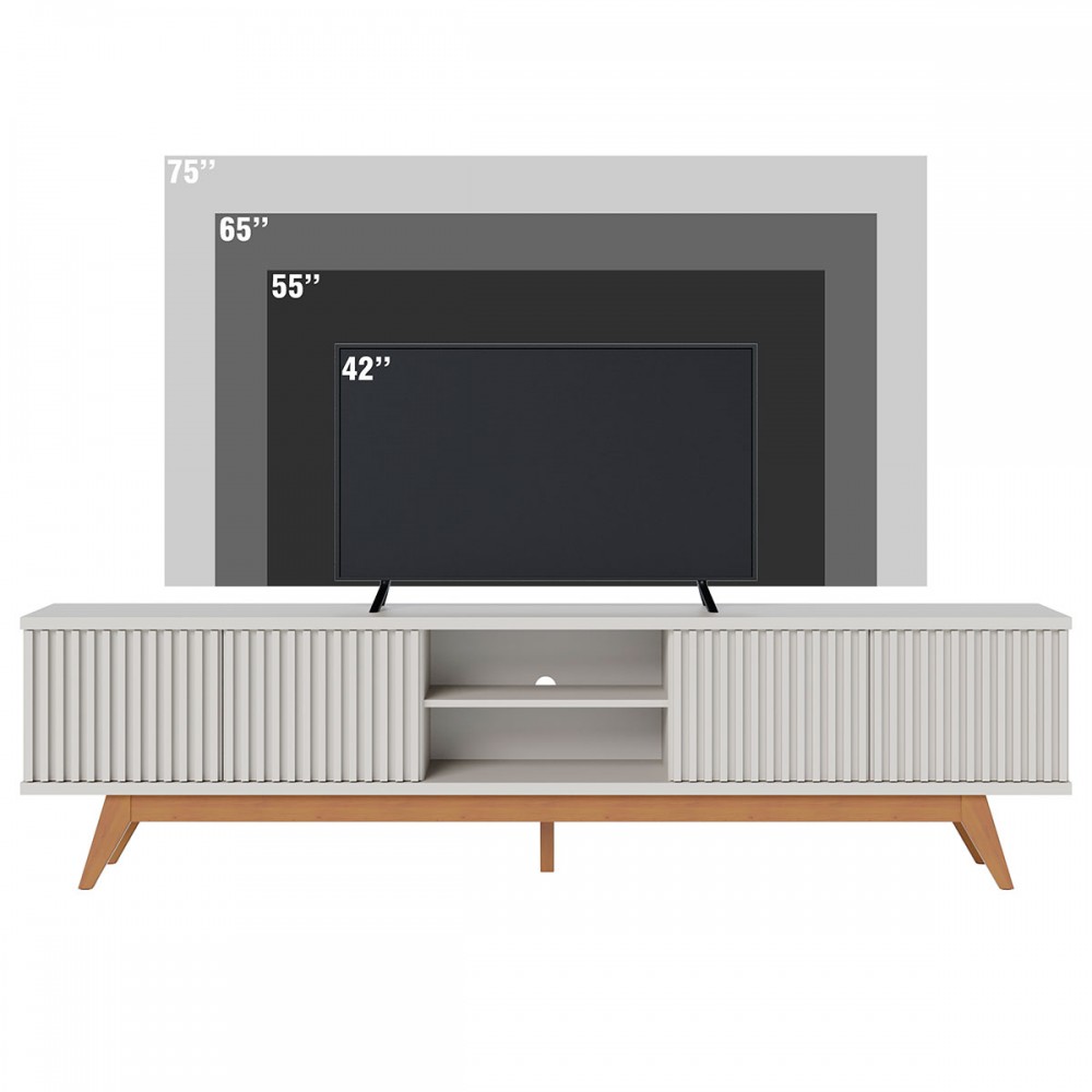 Rack para TV 75 Polegadas Fortaleza 4 Portas 1 Prateleira Ripado Off ...