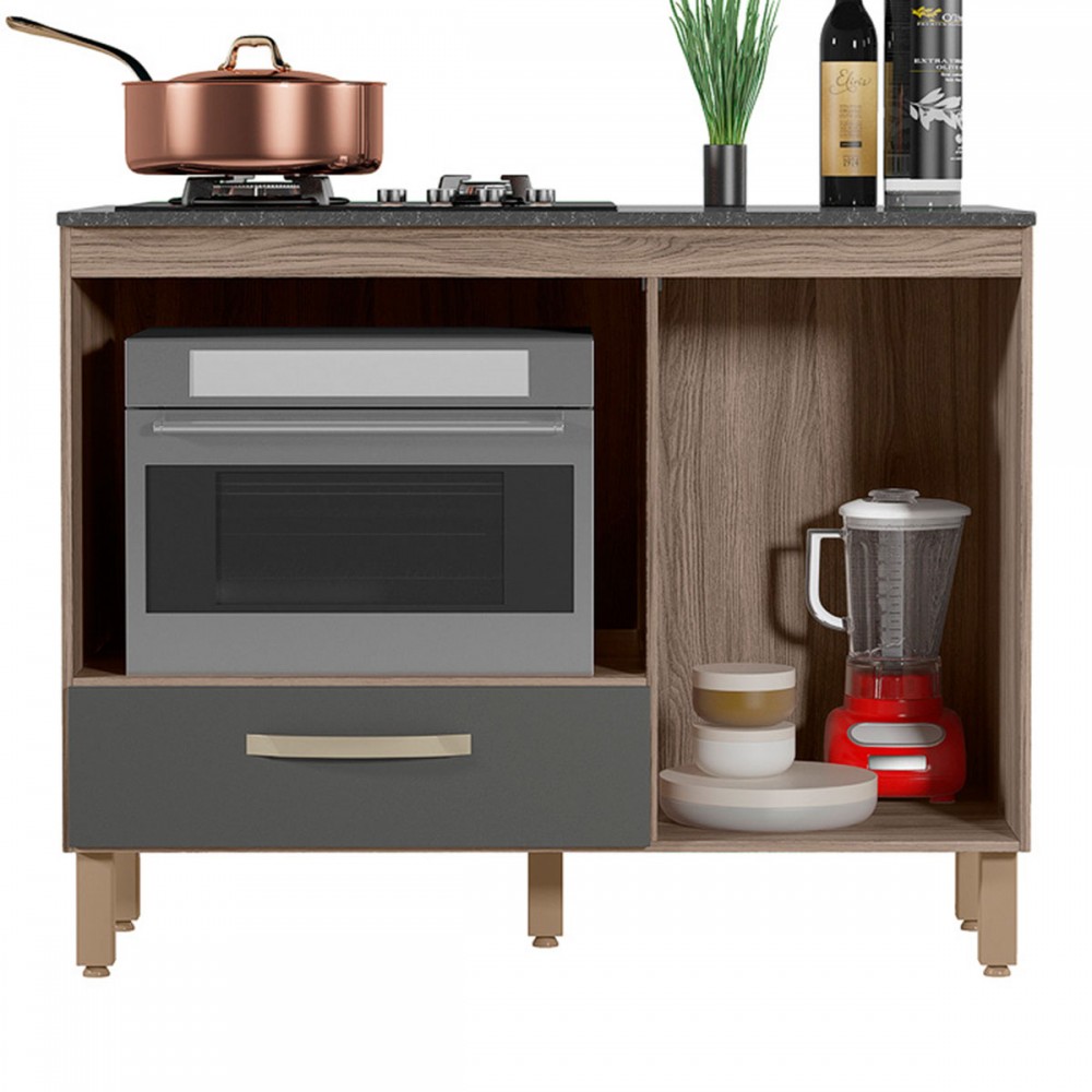 Balcão de Cozinha para Cooktop Fit 1 Porta 1 Gaveta Carvalho Nature ...