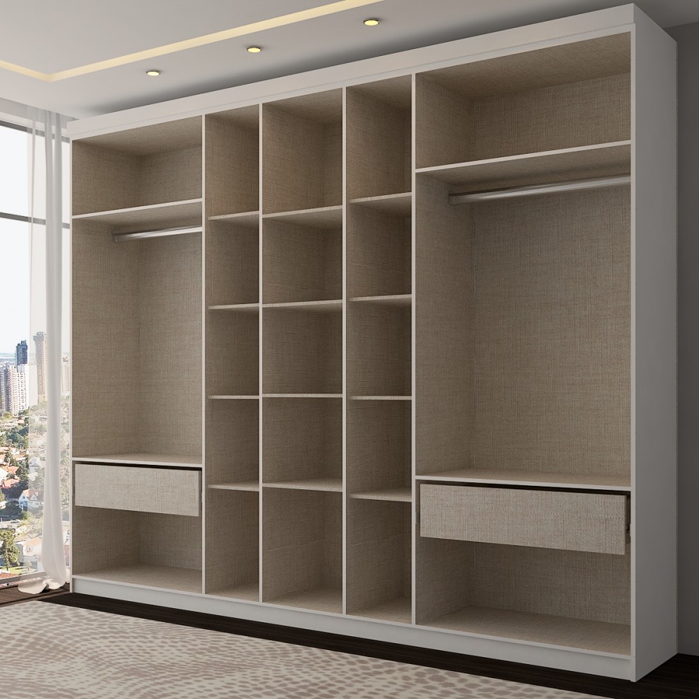 Guarda-Roupa Casal Brooklyn 7 Portas 2 Gavetas Branco - Panorama Móveis