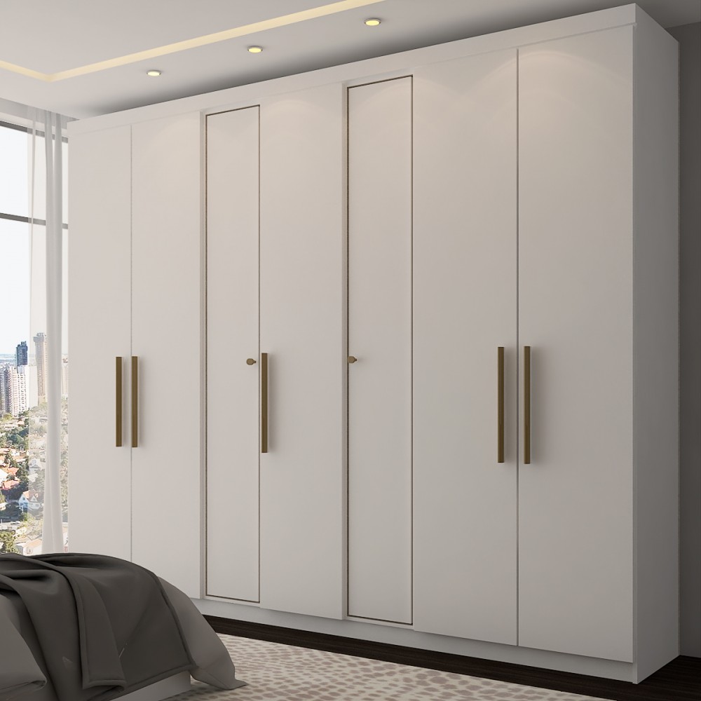 Guarda-Roupa Casal Brooklyn 7 Portas 2 Gavetas Branco - Panorama Móveis