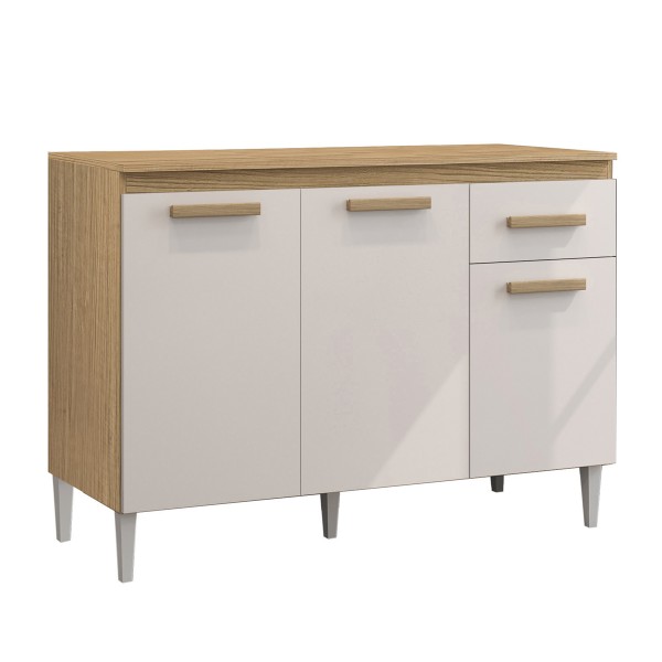 Balcão de Cozinha Naiomi 3 Portas 1 Gaveta Atacama/Off White - Aramóveis