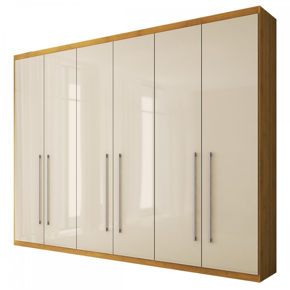 Guarda-Roupa Casal Luxe 2,70 Metros 6 Portas 6 Gavetas Cinamomo/Off White - Panorama Móveis